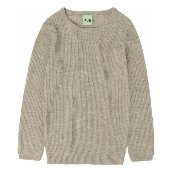 FUB - Merino Wool Fine Knit Sweater - Heather beige | Smallable