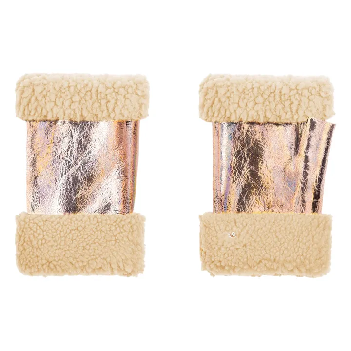 ILDA'S sheep - Metallic Merino Wool Mittens - Pink Gold | Smallable