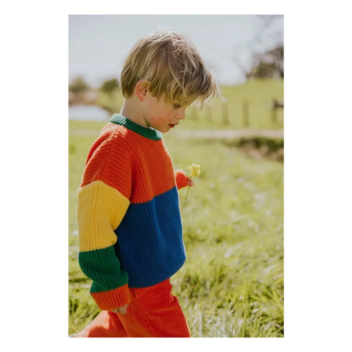 Yuki - Color Block Organic Cotton Sweater - Orange | Smallable