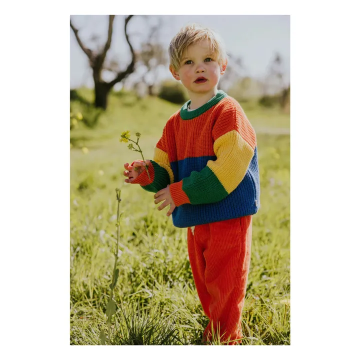 Yuki - Color Block Organic Cotton Sweater - Orange | Smallable