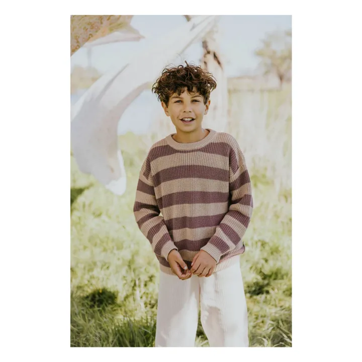 Yuki - Stripes Organic Cotton Sweater - Sand | Smallable