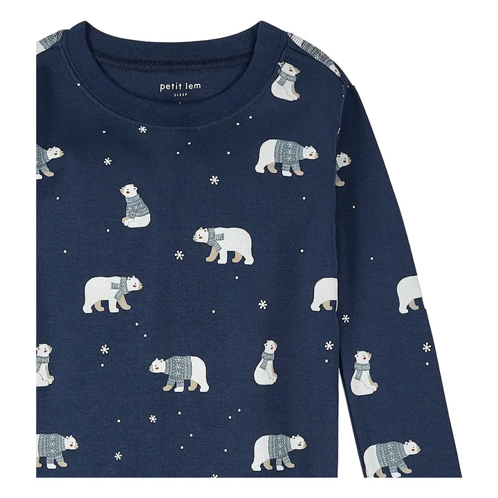 Petit Lem - Organic Cotton Polar Bear Pyjamas - Dark Blue | Smallable