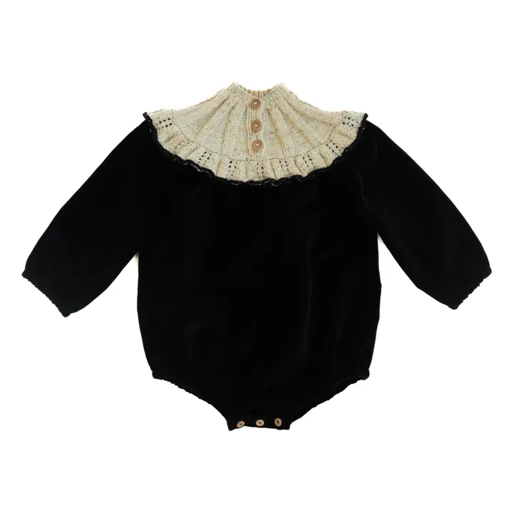 Kalinka - Sidra Velvet Merino Wool romper - Black | Smallable