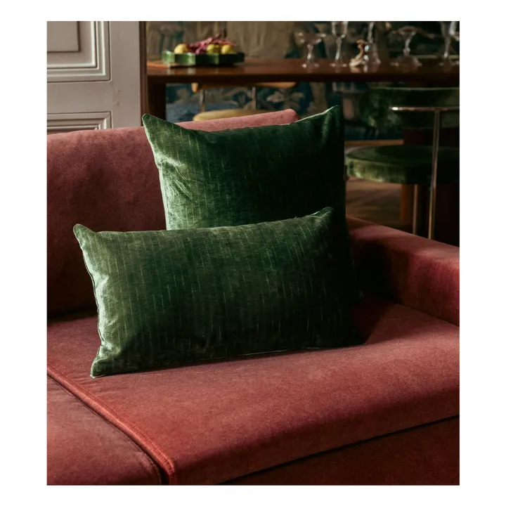 The Socialite Family - Carino square cushion in shiny corduroy - Olive ...