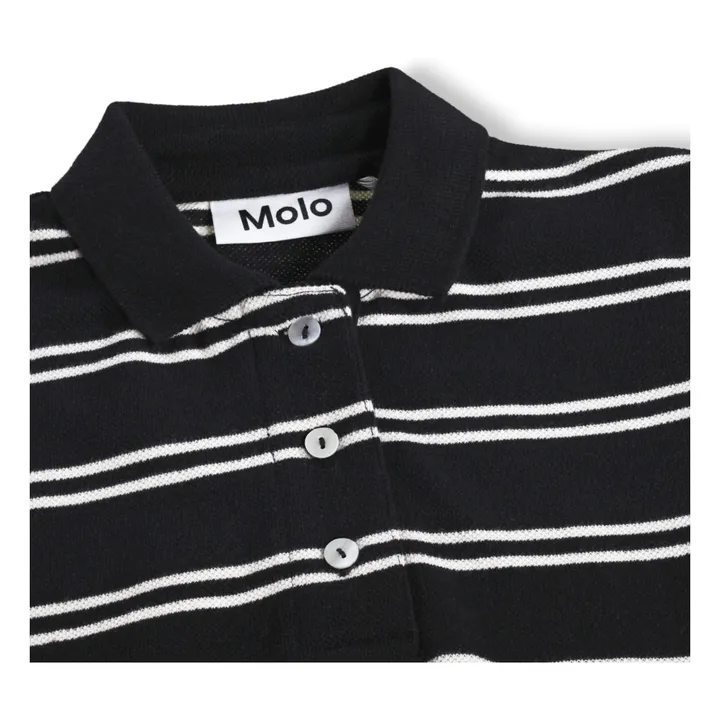 Molo - Raki Striped Organic Cotton Polo Shirt - Black | Smallable