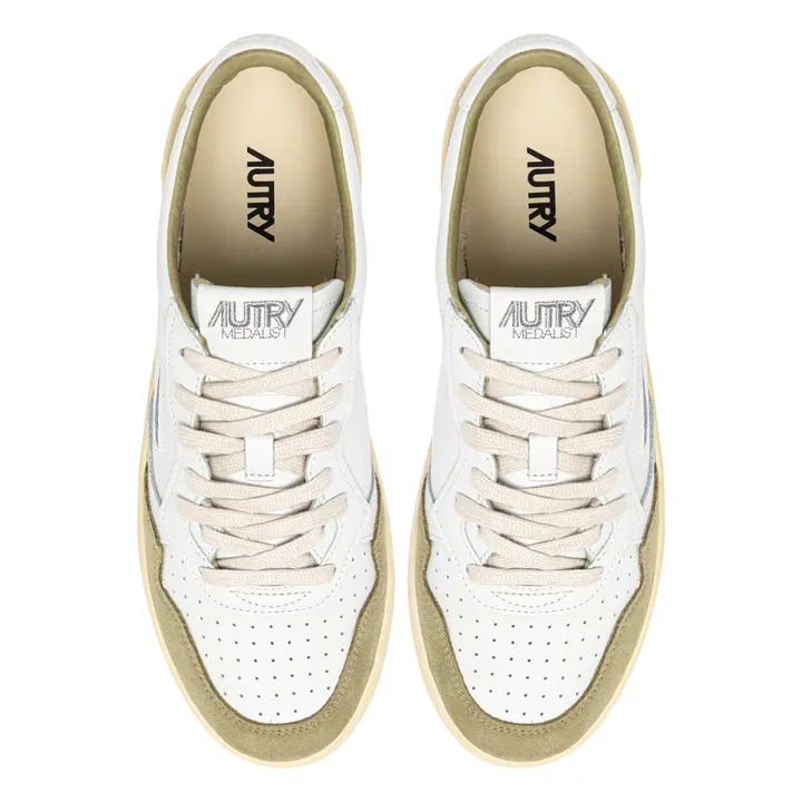 Autry - Medalist Low Leather and Suede Sneakers - Light khaki | Smallable