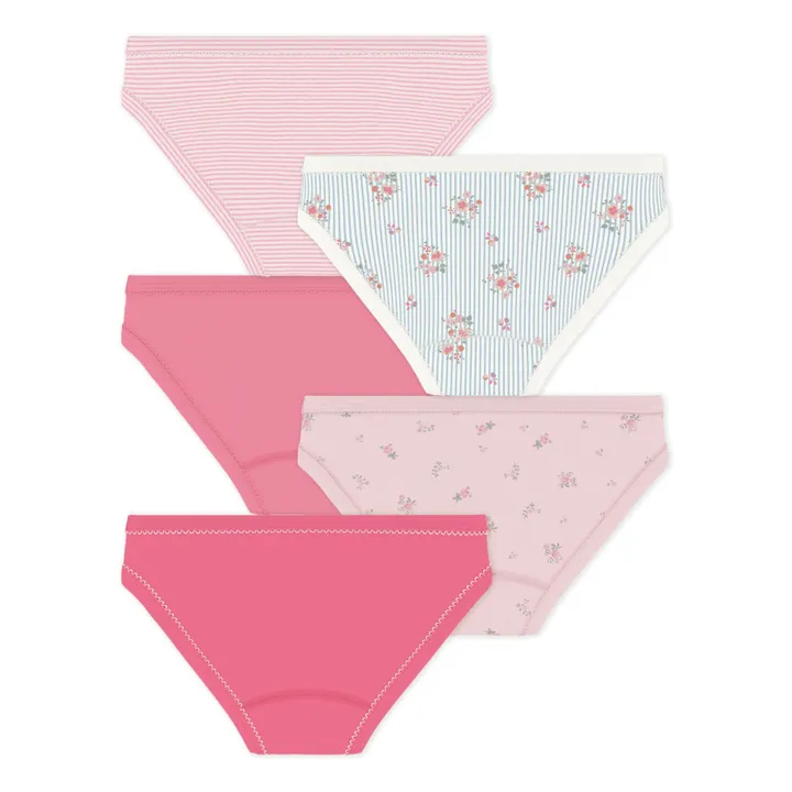 Petit Bateau - Batch 5 Flowered Panties - Pink | Smallable