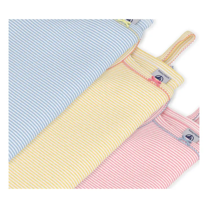 Petit Bateau - Los 3 Gestreifte Tank Tops - Gelb | Smallable