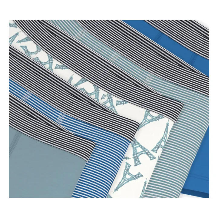 Petit Bateau - Set of 5 Eiffel Tower Boxers - Blue | Smallable