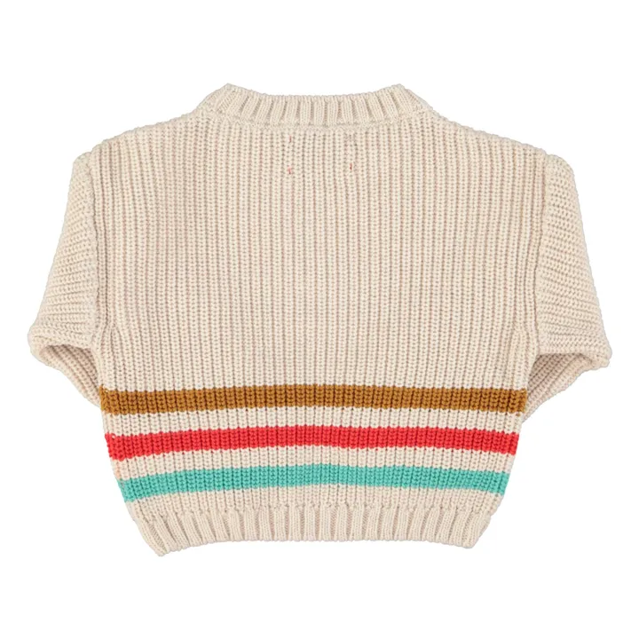 Piupiuchick - Pull Rayé Coton Bio - Ecru | Smallable