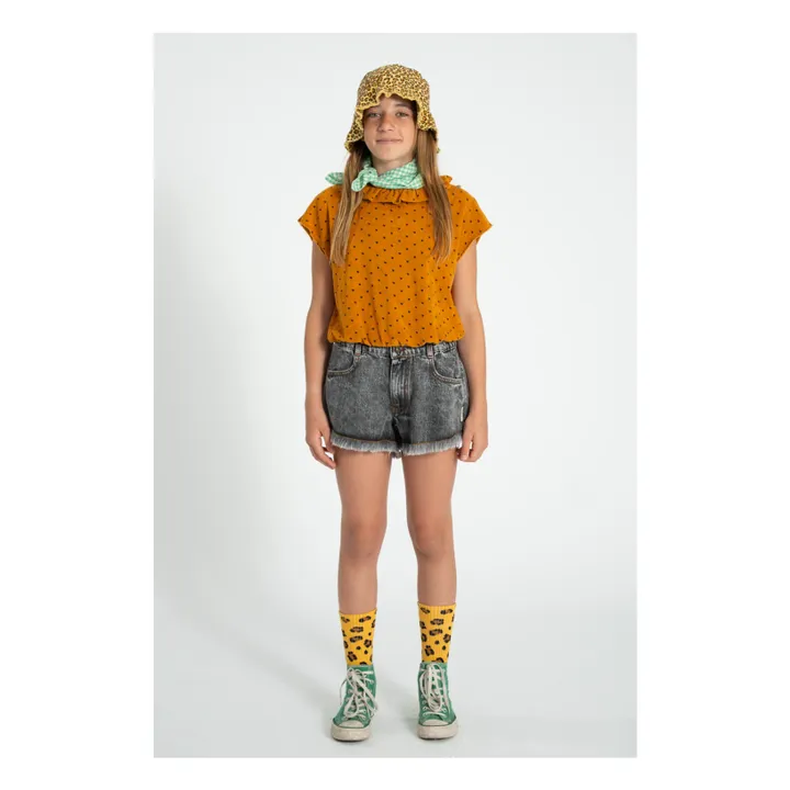 Piupiuchick - Organic cotton terry hearts top - Camel | Smallable