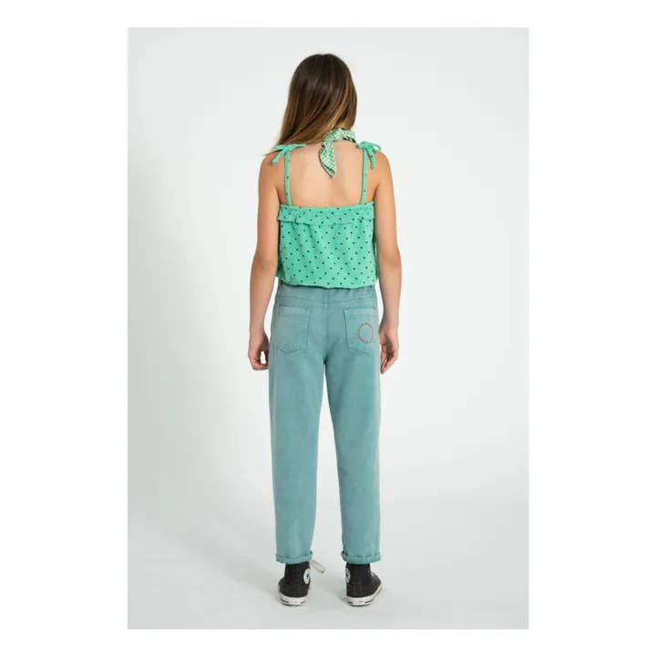 Piupiuchick - Organic cotton terry heart strap top - Green | Smallable