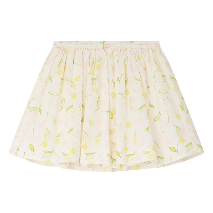 Bonpoint - Suzon Cerises Skirt Organic Cotton Poplin - Ecru | Smallable