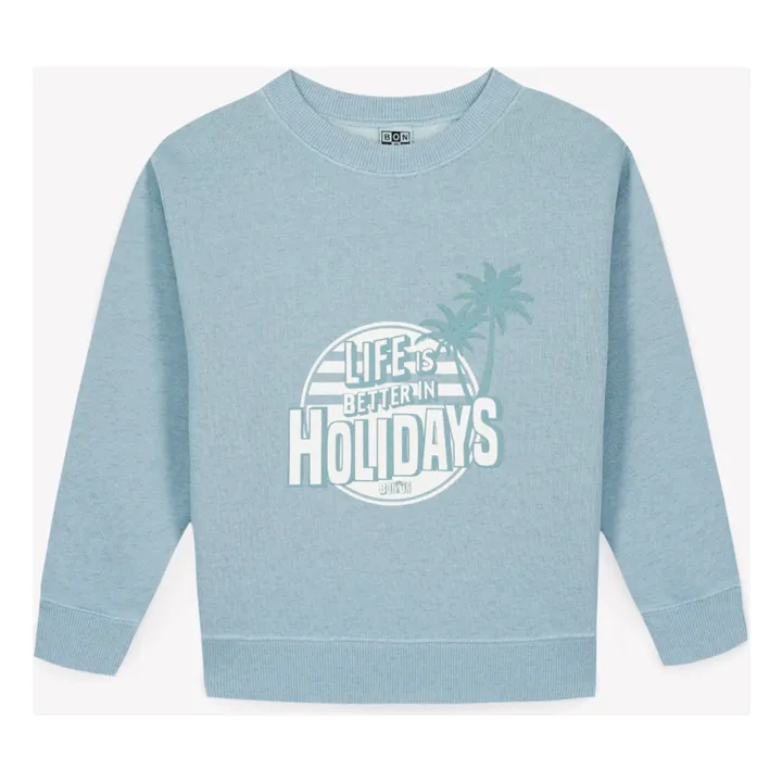 Bonton - Sweat Smile Holidays - Light Blue | Smallable