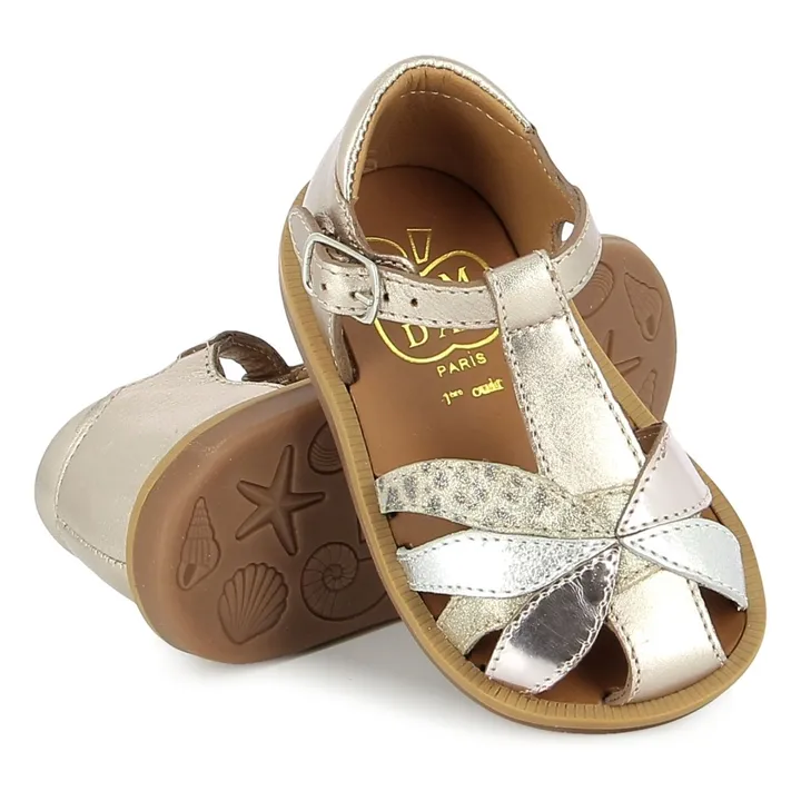 Pom d'Api - Poppy Oto Metallic Sandals - Dusty Pink | Smallable