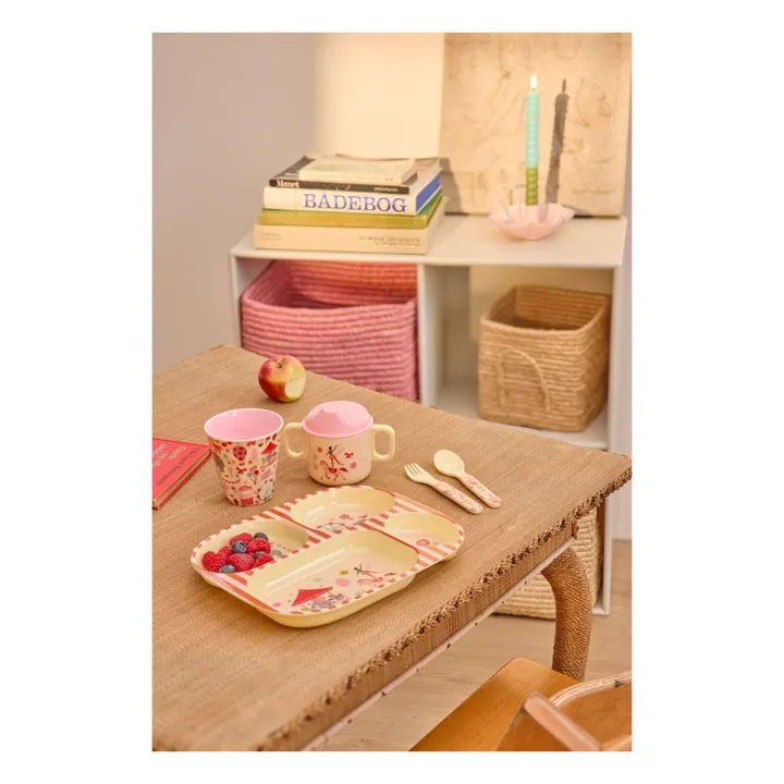 Rice - Fun Fair melamine compartmentalized plate - Pink | Smallable