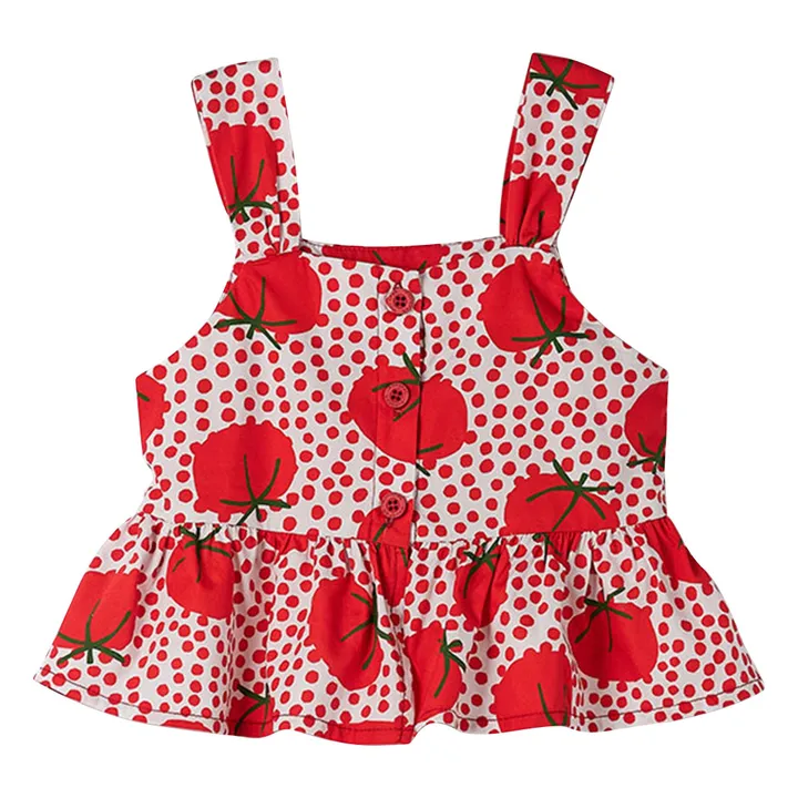 Fabula - Tomato Pea Ruffle Top - Red | Smallable