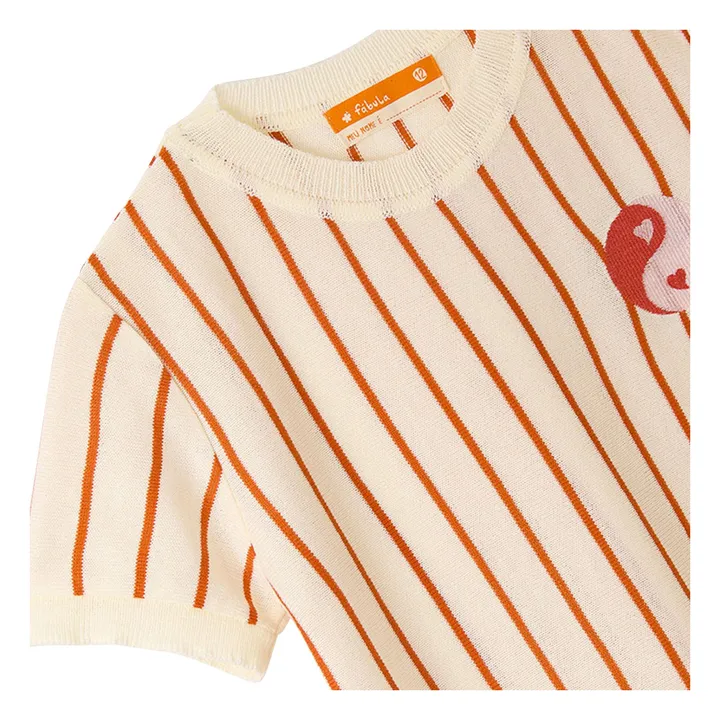Fabula - T-shirt Maille Yin Yang Rayé - Ecru | Smallable