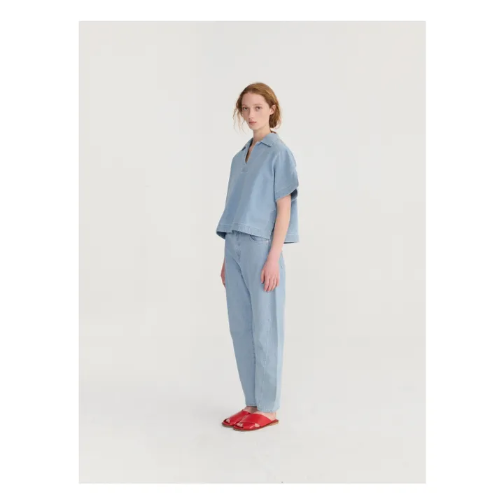 Bobo Choses - Cotton Polo Blouse - Light blue | Smallable