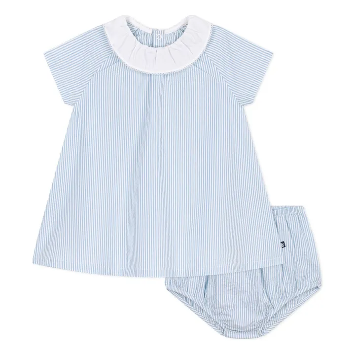 Petit Bateau - Striped Seersucker Organic Cotton Collar and Bloomer ...