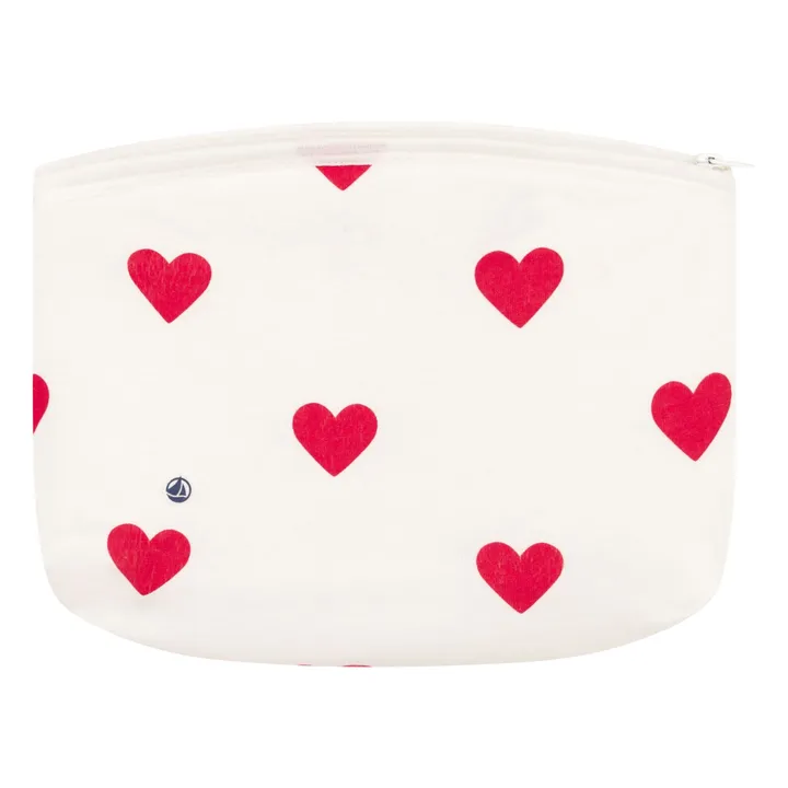 Petit Bateau - Organic Cotton Hearts Pencil Case - White | Smallable