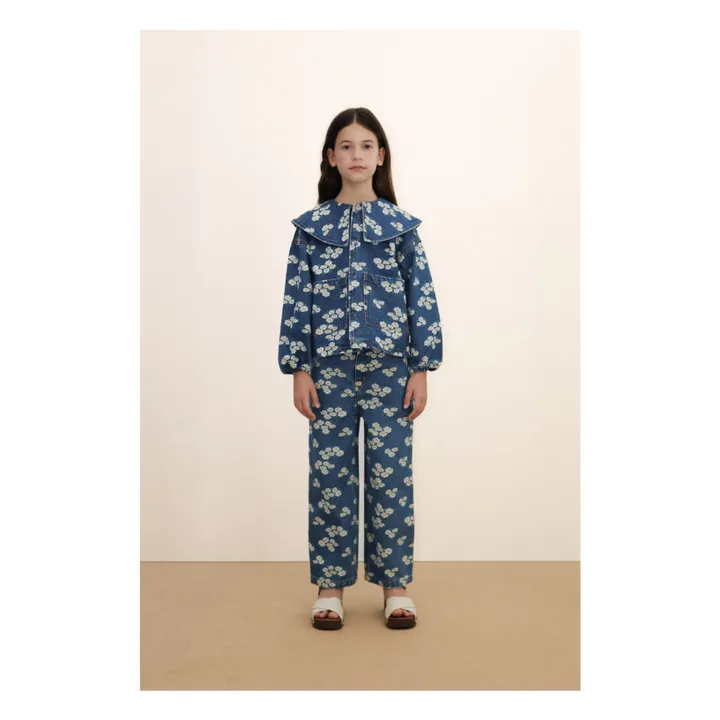 Tinycottons - Chemise Denim Col Oversize Marguerites - Bleu | Smallable
