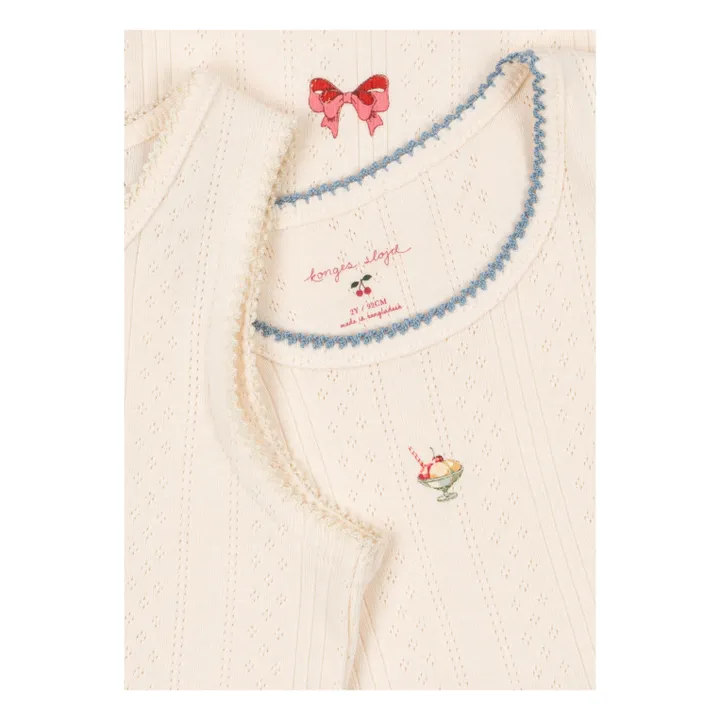 Konges Sløjd - Set of 3 Minna Organic Cotton Tank Tops - Ecru | Smallable