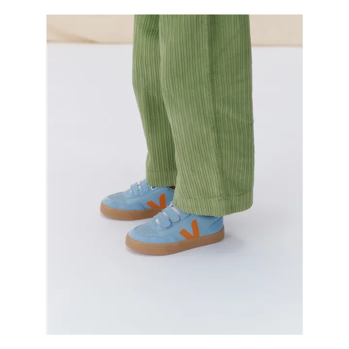 Veja - Scratch Sneakers Small V-90 Leather O.T. - Light Blue | Smallable