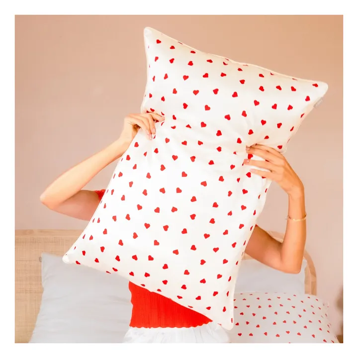 Emily's Pillow - Heart-printed mulberry silk pillowcase - Cream | Smallable
