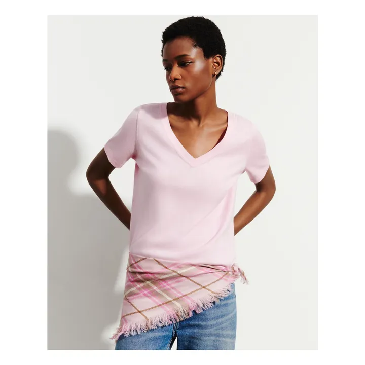 Bompard - Mini Carré Tartan Cashmere Scarf - Cherry Wood | Smallable