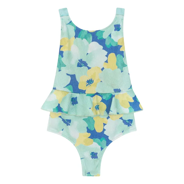 My First Cantê - Winnie Floral Textured Ruffle Swimsuit - Pale blue ...