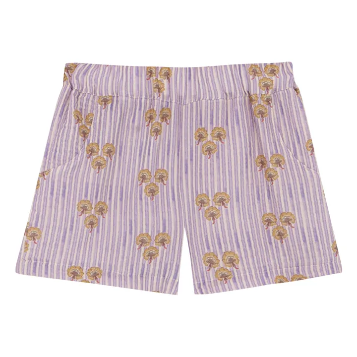 birinit - Cinca Striped Organic Cotton Shorts - Mauve | Smallable