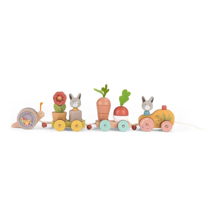 Moulin Roty - Pull-along activity train - Three little rabbits | Smallable