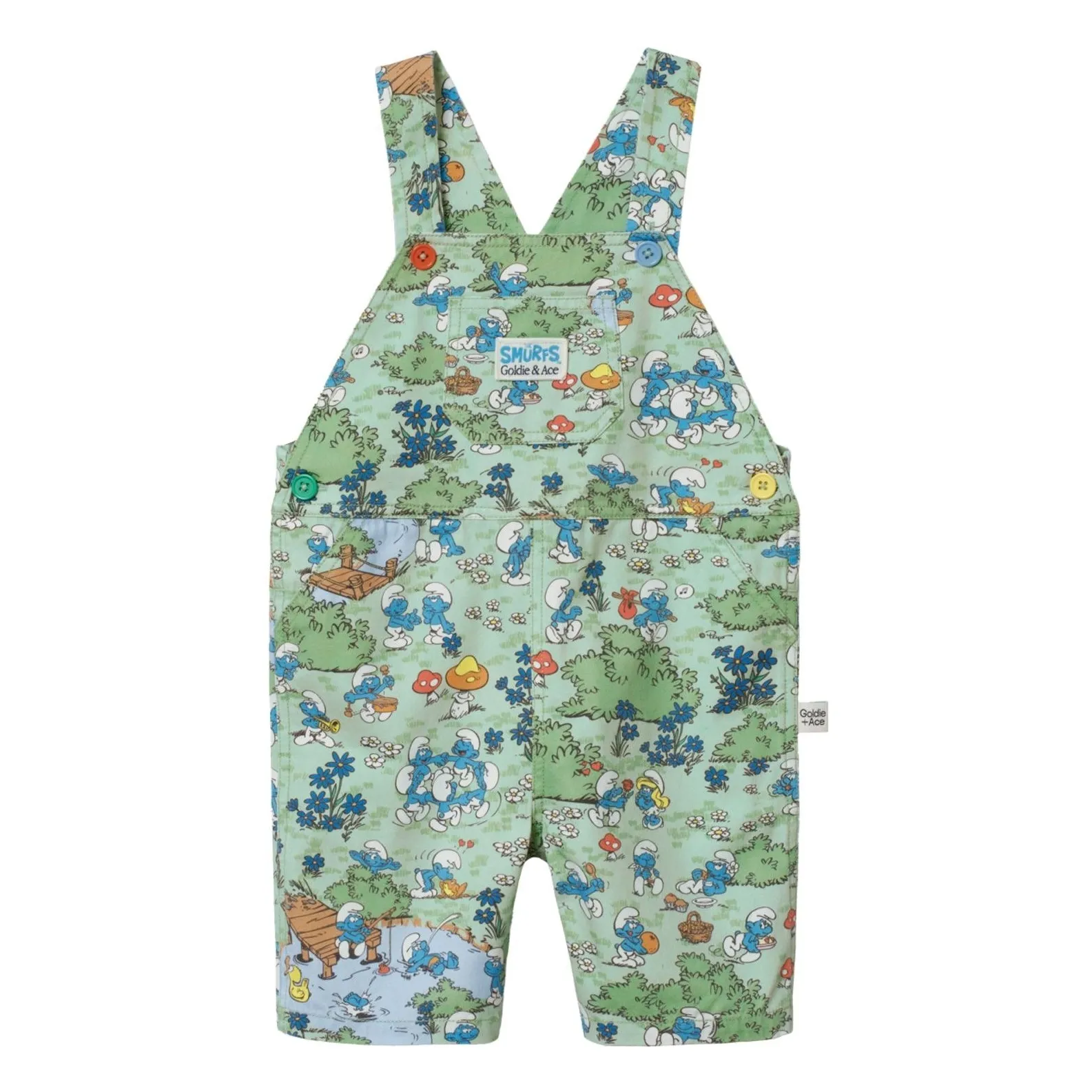 Goldie + Ace - Overalls Short - Goldie + Ace x Schtroumpfs - Green ...