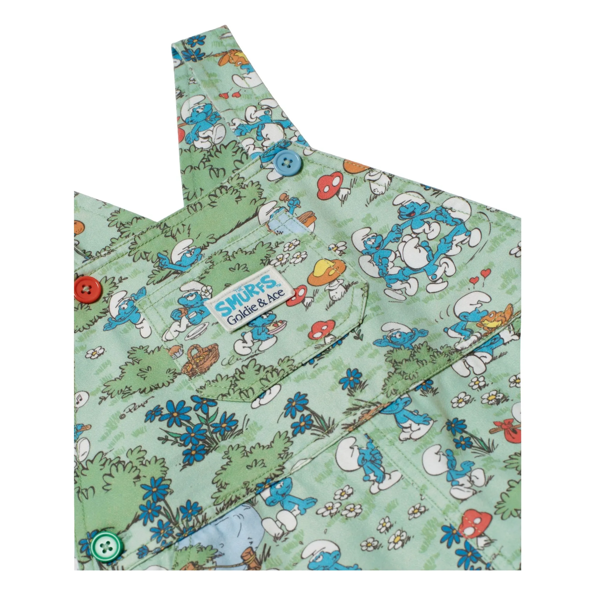 Goldie + Ace - Overalls Short - Goldie + Ace x Schtroumpfs - Green ...