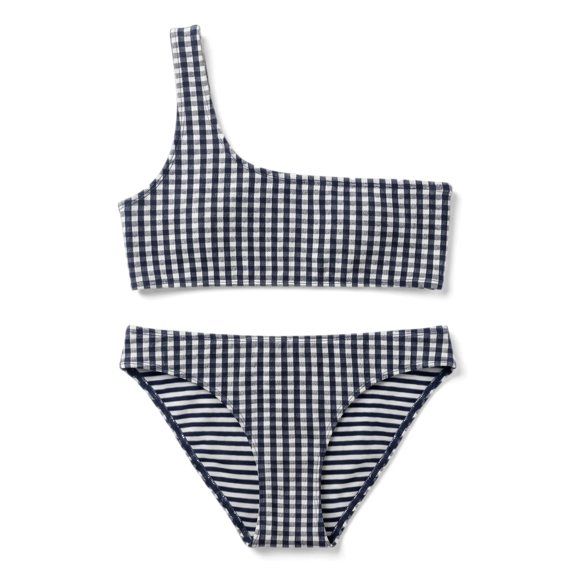 Finger in the nose - Bayle Carreaux Asymmetric Swimsuit - Navy blue ...