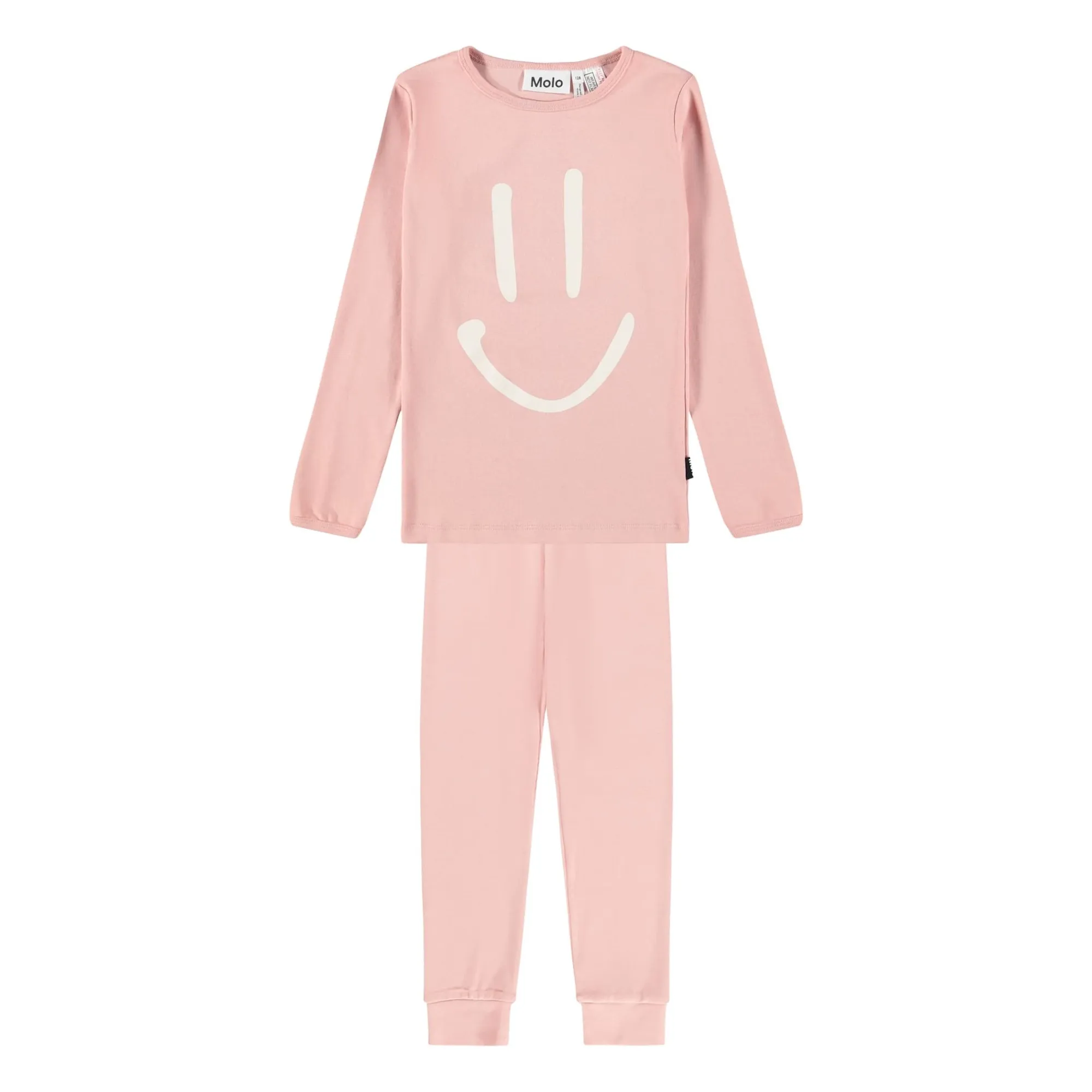 Molo - Lue Smiley organic cotton pyjamas - Powder pink | Smallable
